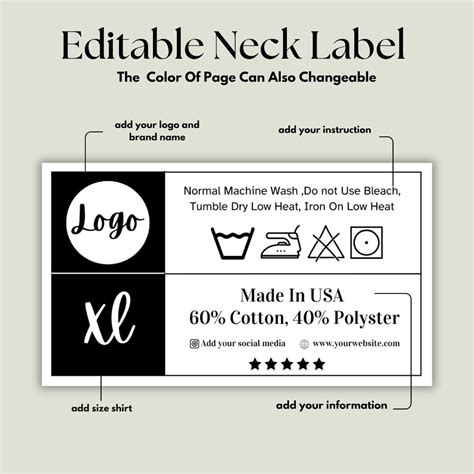 Neck Label Template Custom Tagless Label Neck Labels Custom Clothing