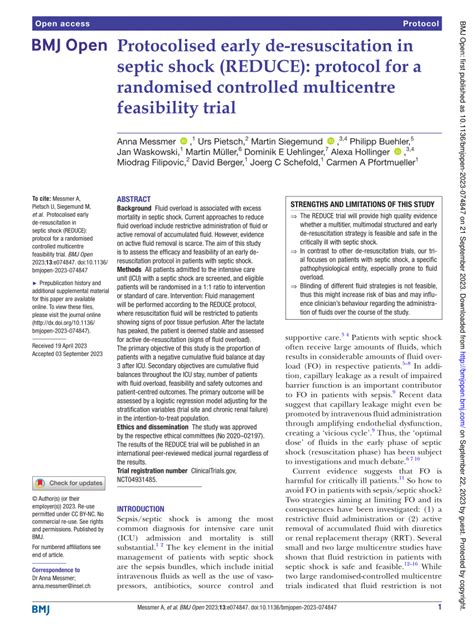 Pdf Protocolised Early De Resuscitation In Septic Shock Reduce