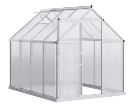 Outsunny 6 Ft In W X 8 Ft In D Aluminum Silver Walk In Garden Greenhouse Open Box Rio