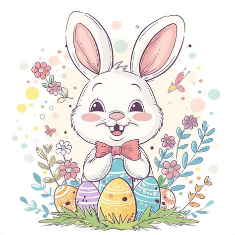 Premium Photo Cute Bunny Celebrate Ester With Egg