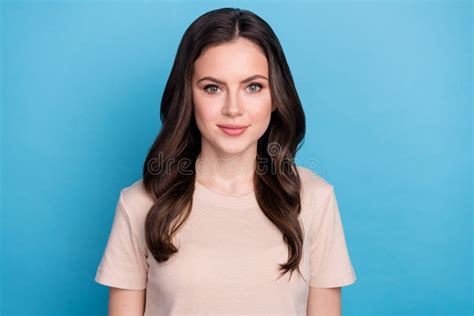 Portrait Of Pretty Cute Youth Girl Have Make Up Look In Camera Wear