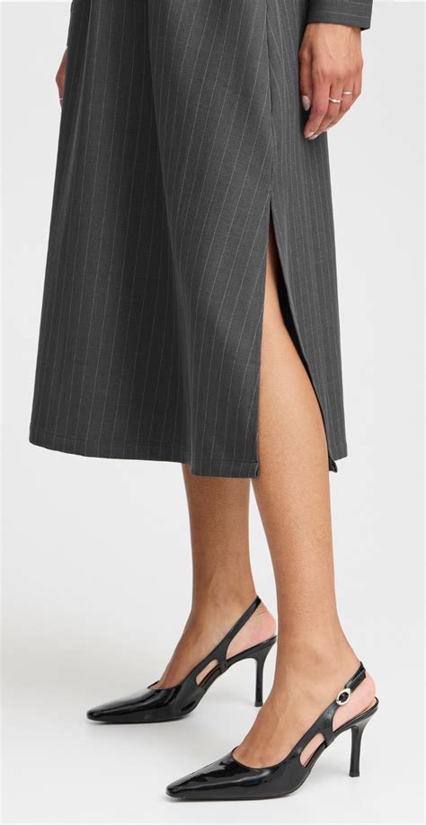 Midde Nederdel Dark Grey Mel Pinstripe Mix