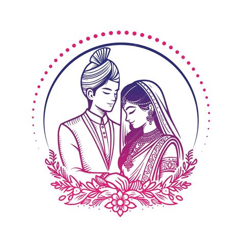 Premium Vector Indian Wedding Bride And Groom Vector Minimalist Art