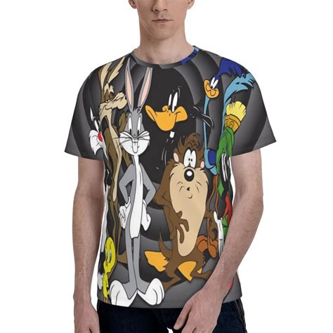 Looney Tunes Cartoons Mens 3d Graphic Print Shirts Casual Short Sleeve