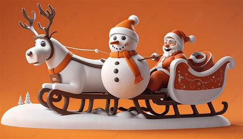 하얀 눈사람 눈 썰매 장식 만화 크리스마스 오렌지 배경 눈썰매 눈사람 메리 크리스마스 배경 일러스트 및 사진 무료 다운로드 Pngtree