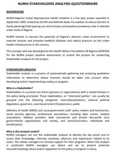 3 Stakeholders Analysis Questionnaire Examples To Download