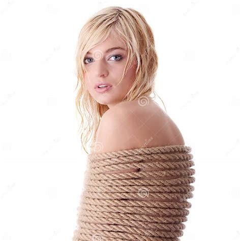 The Beautiful Blond Girl Tied With Rope Stock Image Image Of