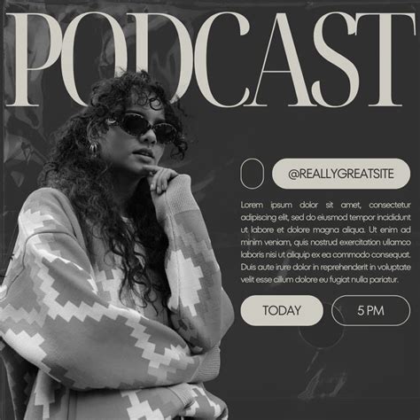 Black And Grey Typographic Podcast Instagram Post Templates By Canva