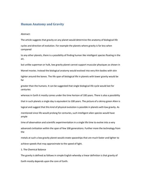 Solution Human Anatomy And Gravity Studypool