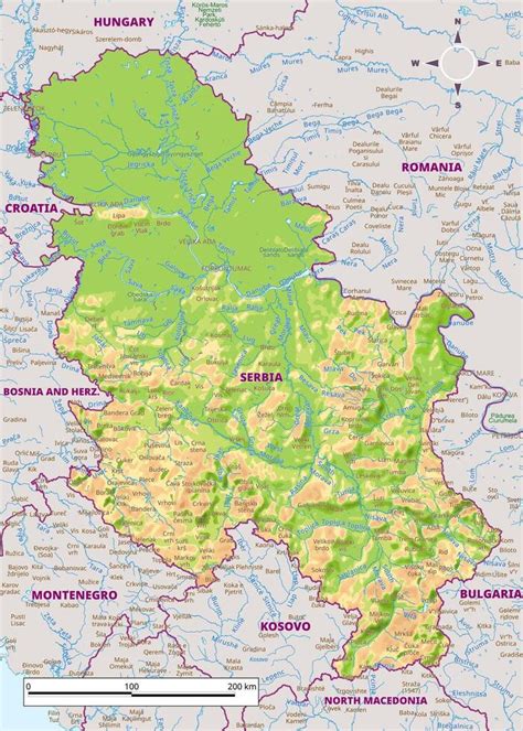 Detallado Físico Mapa De Serbia 49232462 Vector En Vecteezy