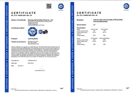 Tuv Gs Certificate Lifting