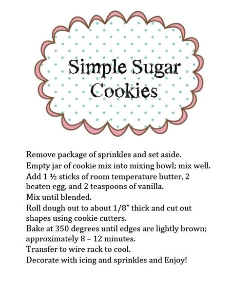 Sugar Cookie Recipe Card