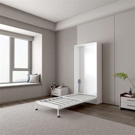 Comfiz White Vertical Super Single Murphy Wall Bed No Table Selected