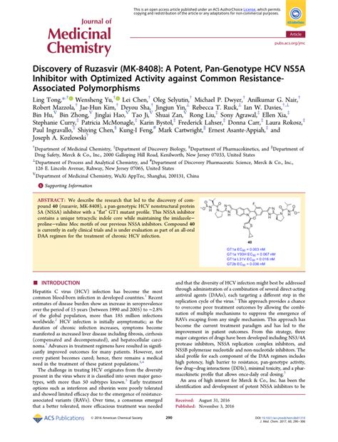 Pdf Substituted Tetracyclic Indole Core Derivatives Of Hcv Ns5a Inhibitor Mk 8742
