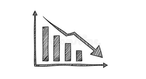 Hand Drawn Declining Bar Chart With Arrow Illustrating Negative Growth