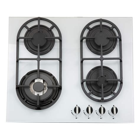 Baumatic Bgg64w Four Burner Gas On Glass Hob With Wok Burner White