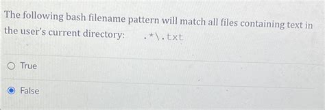 Solved The Following Bash Filename Pattern Will Match All Chegg Com