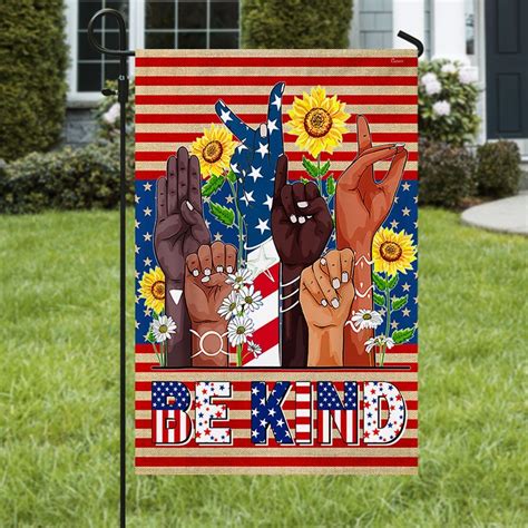 Be Kind Equality Sign Language Peace Sign Flag Mln361f Flagwix
