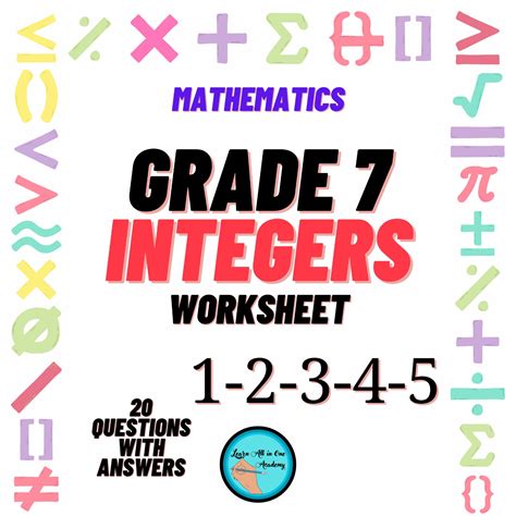 integers worksheets math monks worksheets library