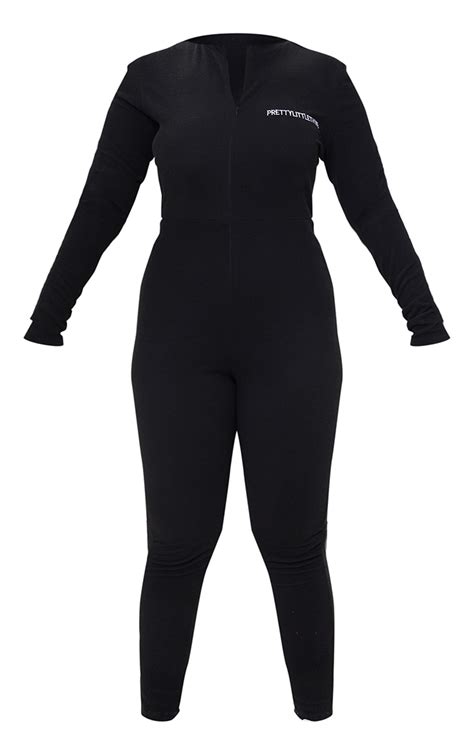 Plt Prettylittething Plus Black Embroidered Catsuit Plus Size