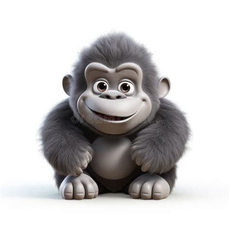 Cute Smiling Cartoon Gorilla 3d Rendered Illustration Stock