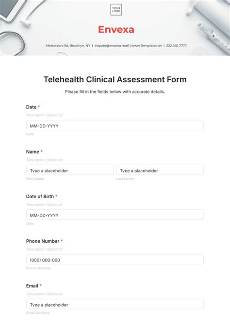 Free Telehealth Clinical Assessment Form Template To Edit Online