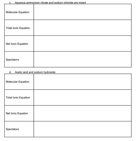 Solved 3 Predict The Products And Write The Molecular Chegg Com