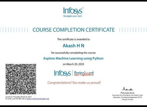 Machinelearning Python Infosysspringboard Akash H N