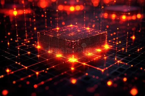 Glowing Code Matrix Representing Decentralized System Showcasing Technological Advancement And