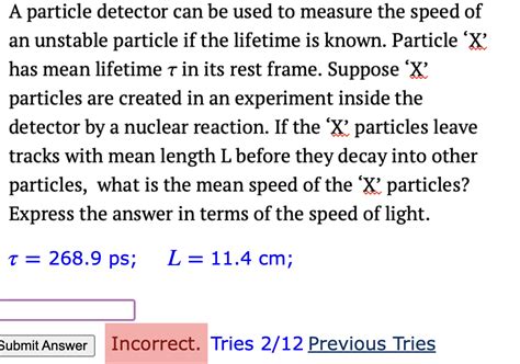 solved a particle detector can be used to measure the speed