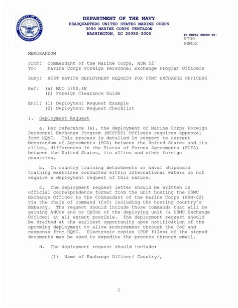 Standard Naval Letter Format Template For Professional Military