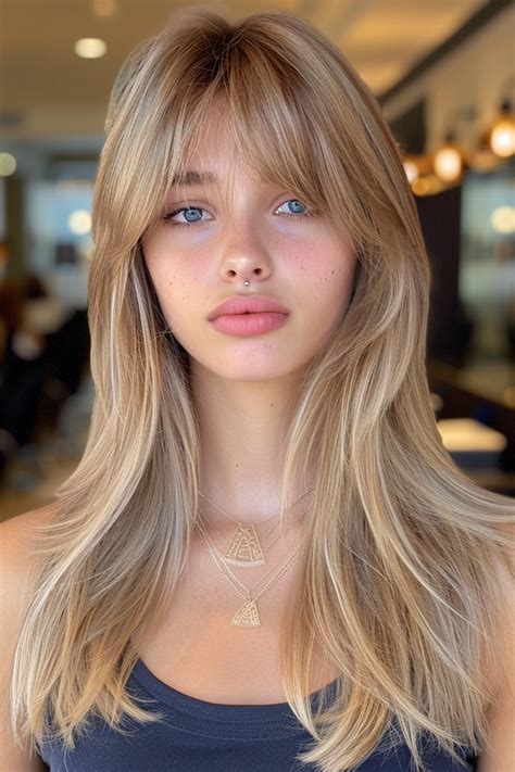 38 Easy To Maintain Medium Length Hairstyles With Bangs Blonde Hair With Bangs Long Hair With