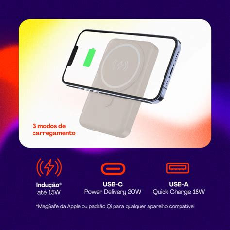 Power Bank Por Indução 10 000 Mah Com Suporte Dobrável Off White