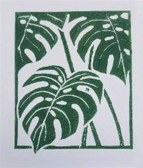 Swiss Cheese Plant Hand Printed Limited Edition Linocut Design Etsy