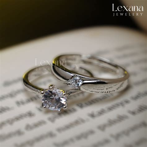 Jual Cincin Tunangan Lamaran Perak Aesthetic Premium Couple Silver Anti Karatan Anti Menghitam