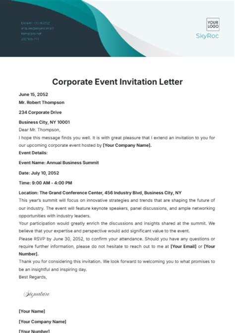 Free Corporate Event Invitation Templates Editable And Printable