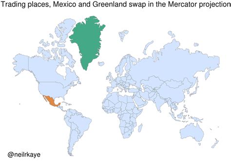 Showing The Distortion Of The Mercator Map Projection In The Poles By