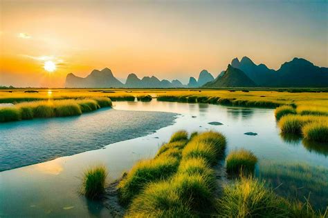 The Sunrise Over The Li River Li River Li River Li River Li River