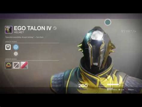 Destiny 2 Ego Talon Lv Legendary Warlock Armor Set Helmet Gauntlets