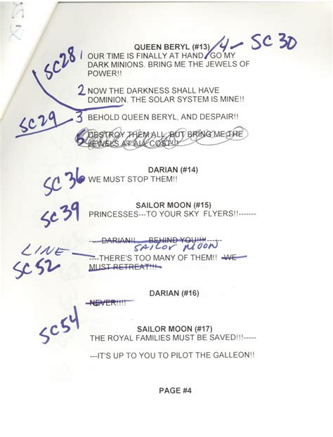 Toon Makers Sailor Moon Voice Over Session Script Page 4 Sailor Moon