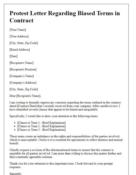 Letter Template For Complaint Against Unfair Contract Terms Free