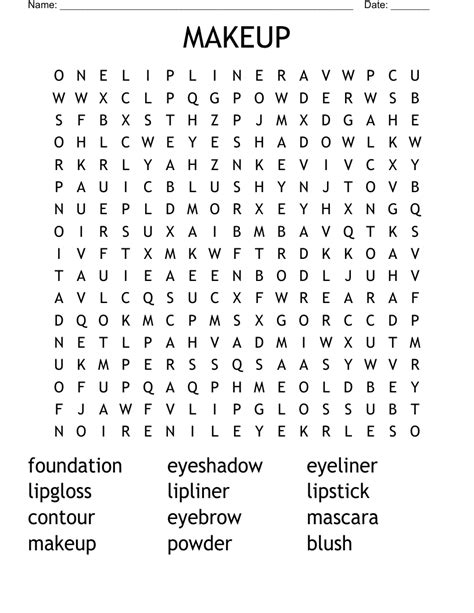 Makeup Word Search