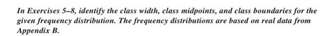 Solved In Exercises 58 Identify The Class Width Class