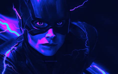 다운로드 플래시 4k 확대 사이버펑크 슈퍼히어로 사법 리그 배리 앨런 추상적 인 예술 Dc 코믹스 플래시 4k 창의적인 플래시 저스티스 리그 플래시