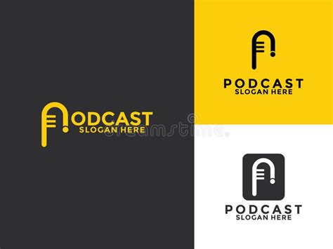 Letter P And Mic Podcast Logo Design Vector On Flat Style Podcast Logo Stock Vector