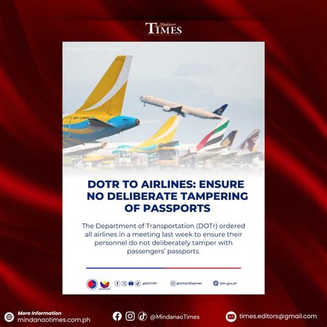 Mindanao Dotr Warns Airlines Against Punit Passport Look The