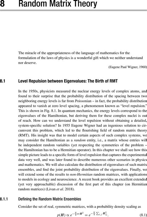 Random Matrix Theory Chapter 8 Thinking Probabilistically