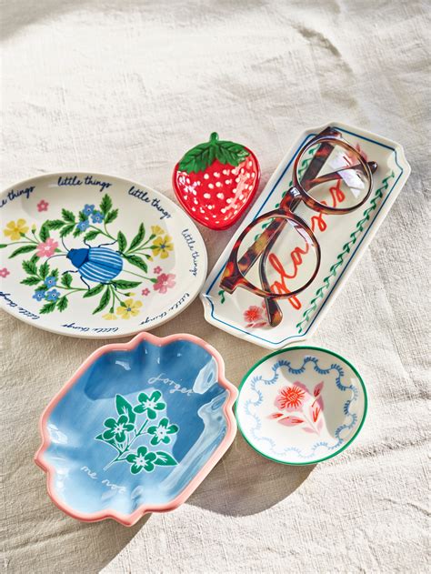 Floral Ceramic Orange Glasses Tray Oliver Bonas
