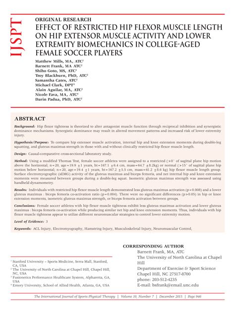 Pdf Effect Of Restricted Hip Flexor Muscle Length On Hip Extensor