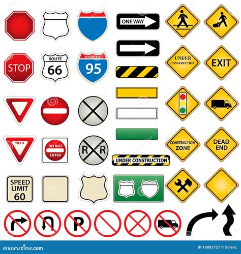 Road And Traffic Signs Cartoon Vector 18883727